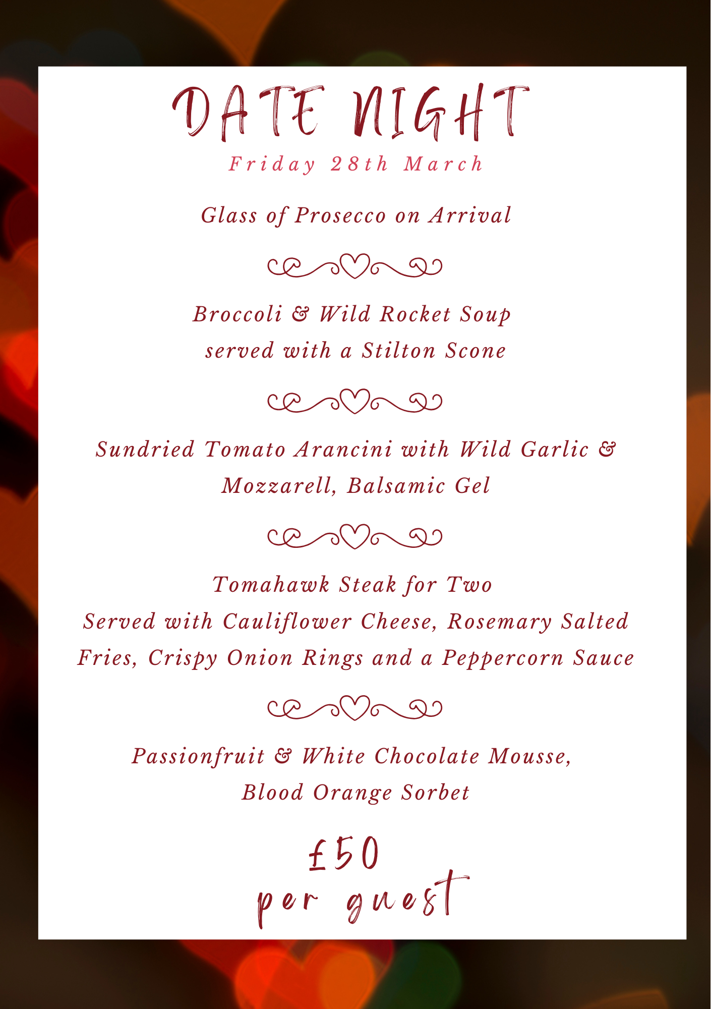 Date Night Menu – March 2025